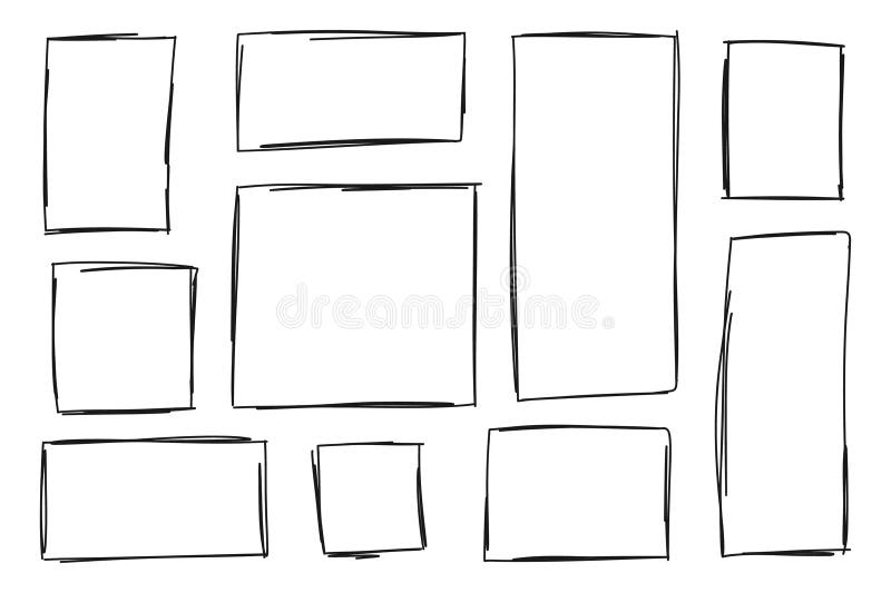 Set Isolated Doodle Paper Frames for Doodles. Collection of Various ...