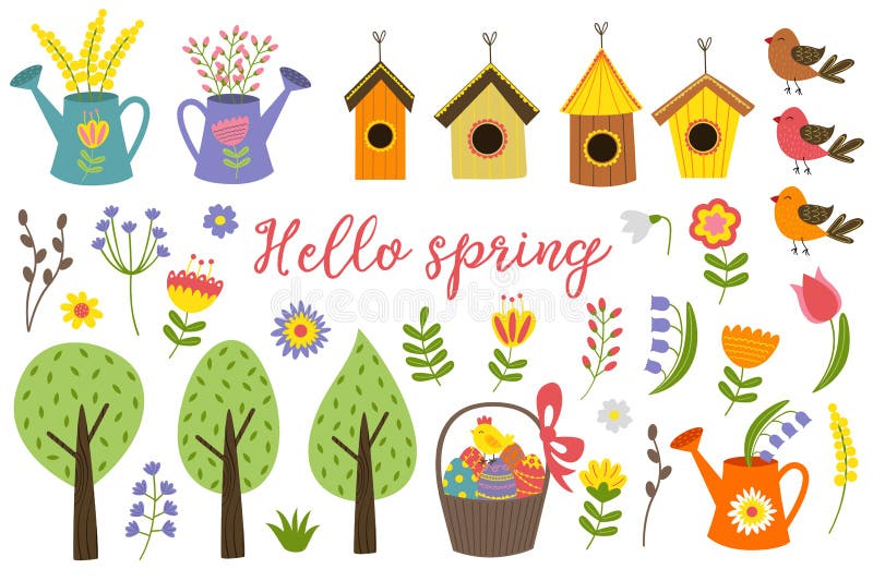 Set of Isolated Elements of Spring Stock Vector - Illustration of house ...
