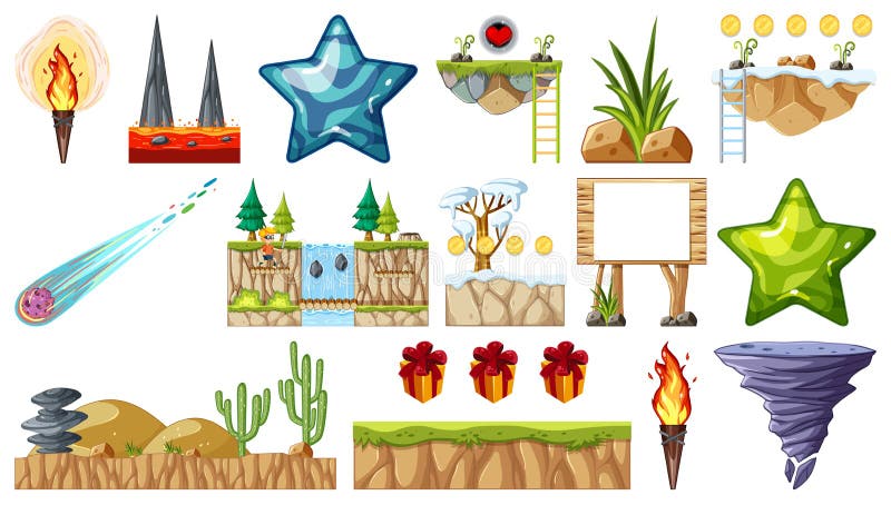 Set of Isolated Fantasy Space Game Objects and Elements Stock Vector ...