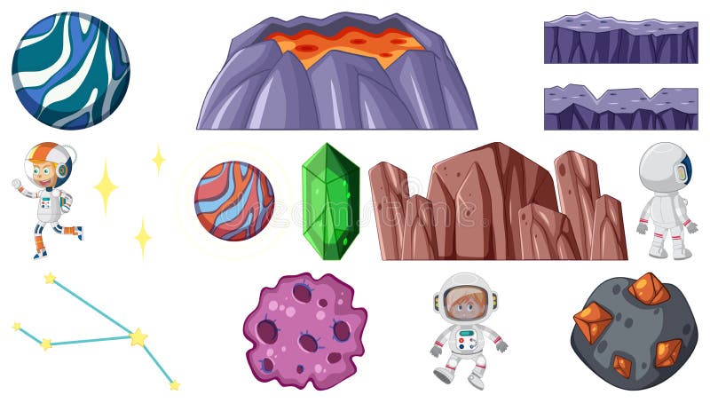 Set of Isolated Fantasy Space Objects Stock Vector - Illustration of ...