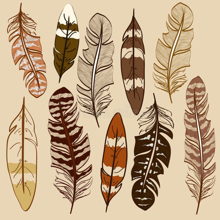 Set of Isolated Feather Icons Stock Vector - Illustration of dreams ...