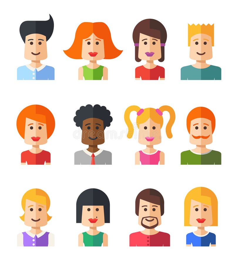 People Icons Set. Avatar Profile, Diverse Faces, Social Network, Chat ...