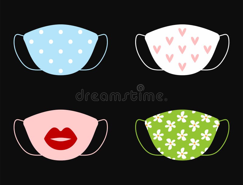 Set of Isolated Funny Reusable Face Masks. Stock Vector - Illustration ...