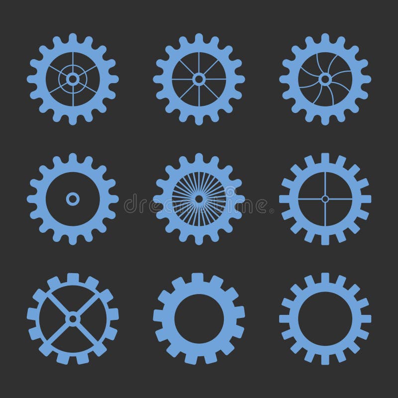 Set of Isolated Gears Vector Stock Vector - Illustration of metal ...