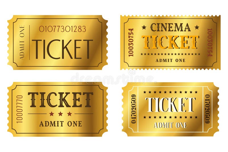Set of Isolated Golden Tickets Stock Vector - Illustration of entry ...