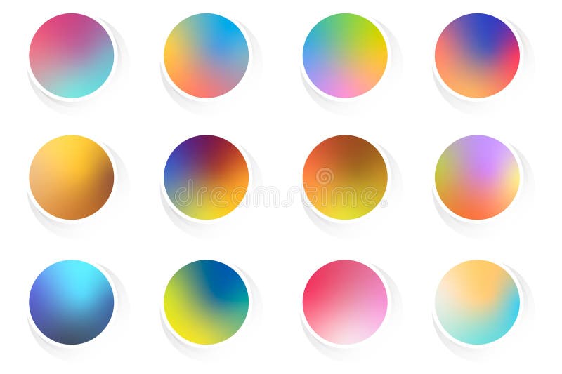Set of Isolated Gradient Circles on a White Background. Colorful and ...