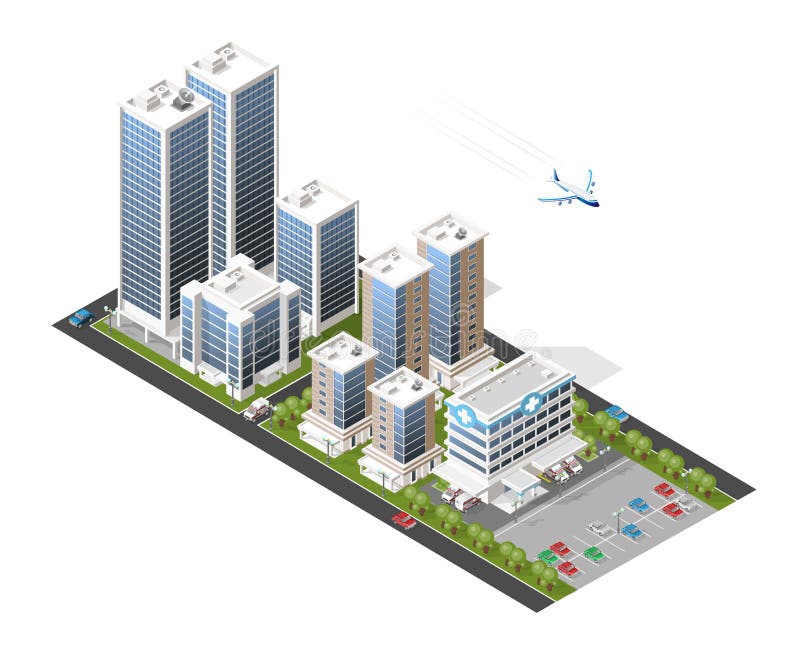 Set of Isolated High Quality Isometric City Elements on White ...