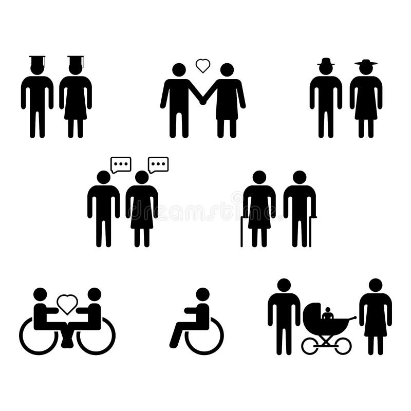 Set of Isolated Icons with People. Vector Illustration. Stock Vector ...