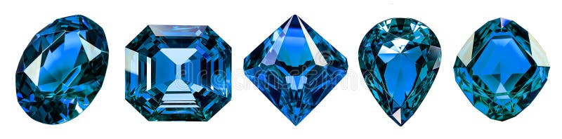 Set of Isolated Illustrations Blue Gem Crystals. Created with ...