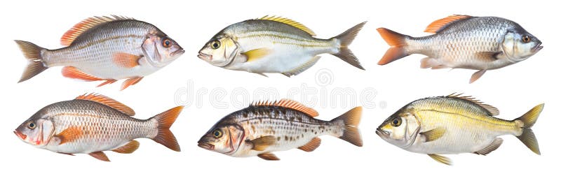 Set of Isolated Illustrations of Different Fresh Fish. Generative AI ...