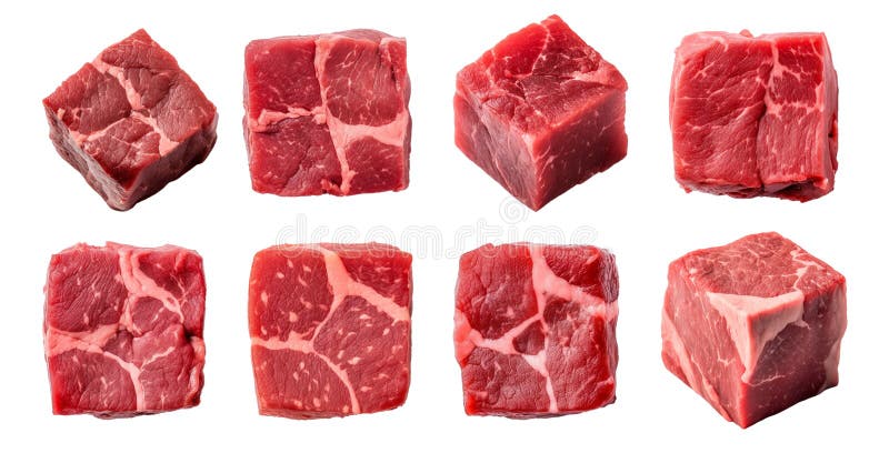 Set of Isolated Illustrations of Meat Cube. Generative AI Stock ...