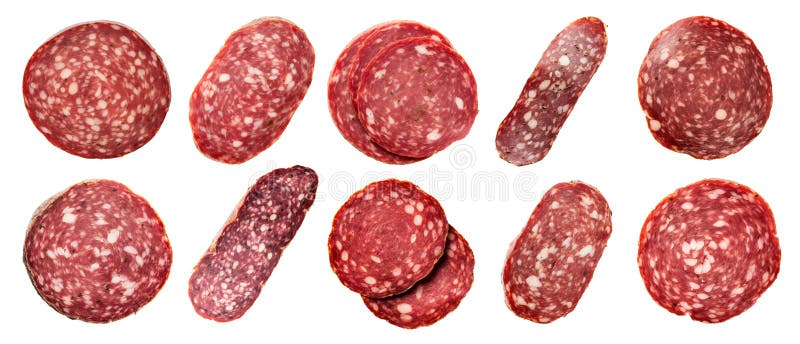 Set of Isolated Illustrations of Salami Slices. Generative AI Stock ...