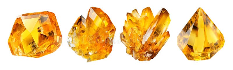 Set of Isolated Illustrations Yellow Gem Crystals. Created with ...