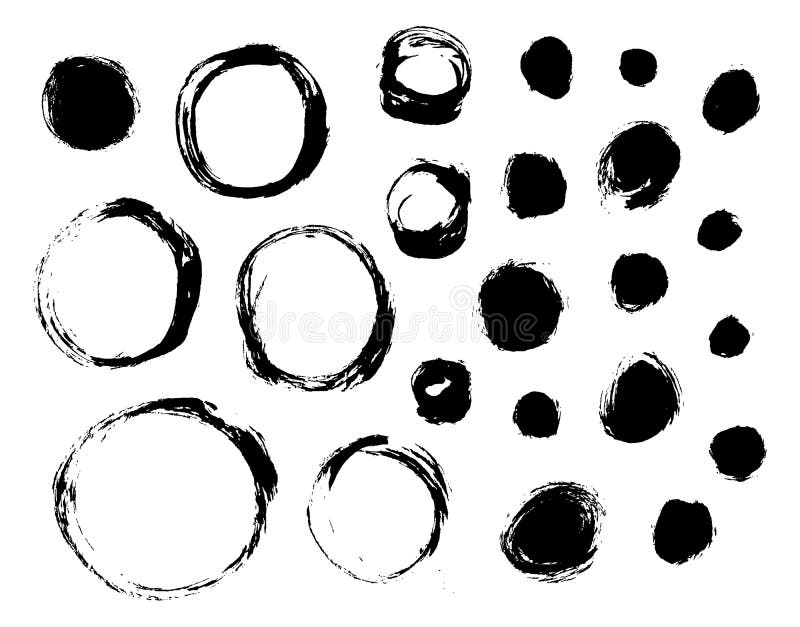 Set of Isolated Ink Spots and Circles Stock Vector - Illustration of ...