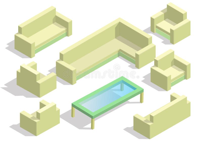 Set of the Isolated Isometric Sofa Stock Vector - Illustration of ...