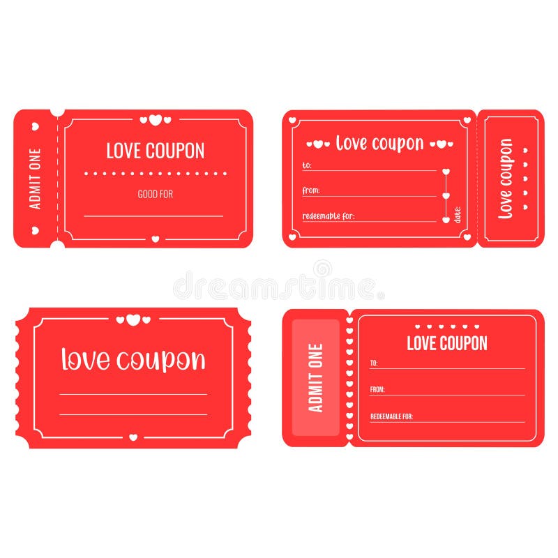 Set of Isolated Love Coupons Template Stock Vector - Illustration of ...