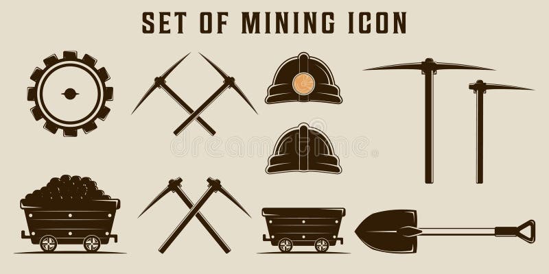 Set of Isolated Mining Icon Vector Illustration Template Graphic Design ...