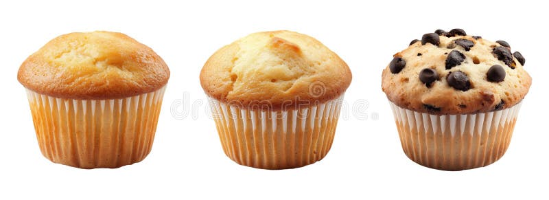 Set of Isolated Mockup of Two Plain Vanilla Muffins and a Chocolate ...