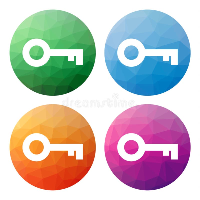 Set of 4 Isolated Modern Low Polygonal Buttons - Icons - for Ke Stock ...