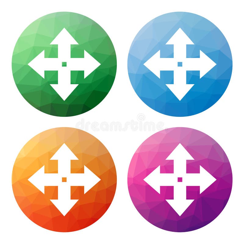 Set of 4 Isolated Modern Low Polygonal Buttons - Icons - for Mo Stock ...