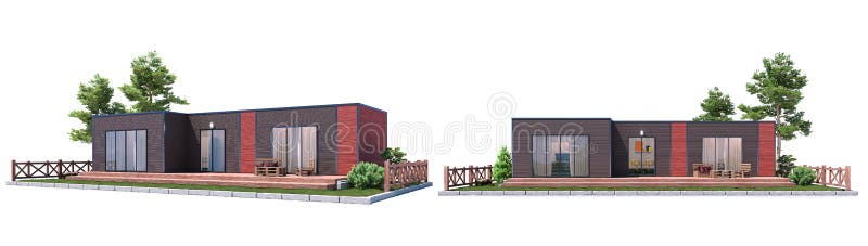 Set of Isolated Modern Modular Houses. Stock Illustration ...