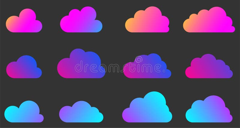 Set of Isolated Multicolored Gradient Clouds Stock Vector ...