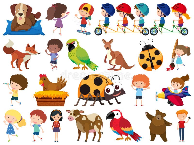 Set of Isolated Objects Kids and Animals Stock Illustration ... Set of Isolated Objects Kids and Animals Stock Illustration ...
