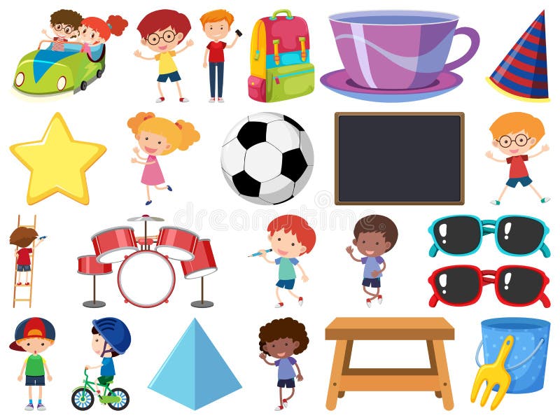 Set of Isolated Objects of Kids and School Items Stock Vector ... Set of Isolated Objects of Kids and School Items Stock Vector ...