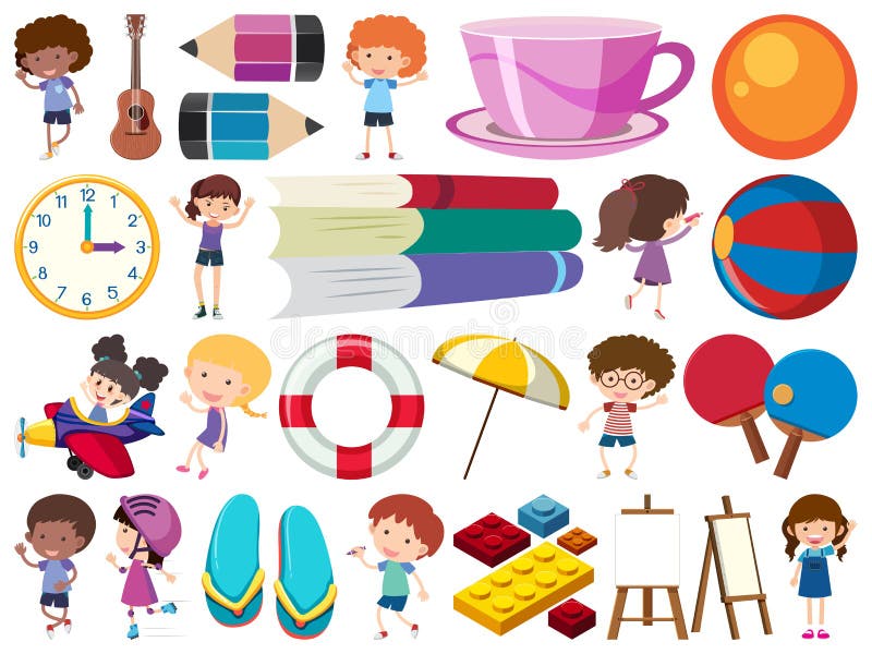 Set of Isolated Objects Theme Childhood Stock Vector - Illustration of ...