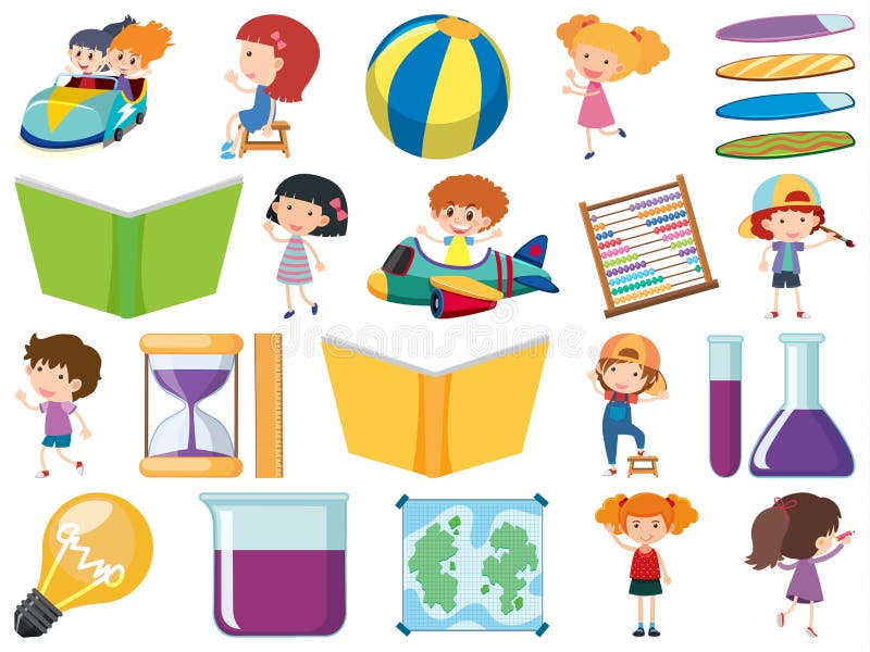 Set of Isolated Objects Theme Children and School Items Stock ...