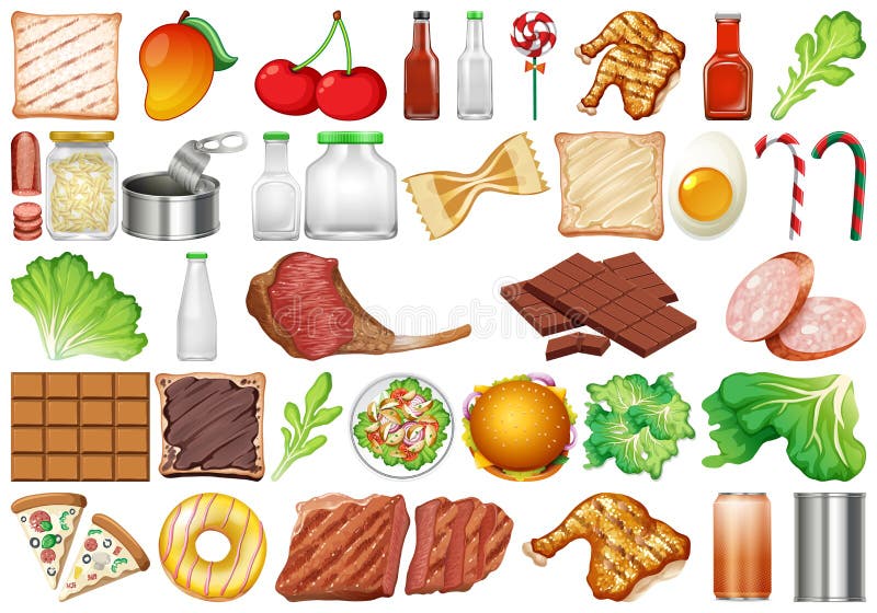 Set of Isolated Objects Theme - Food Stock Vector - Illustration of ...
