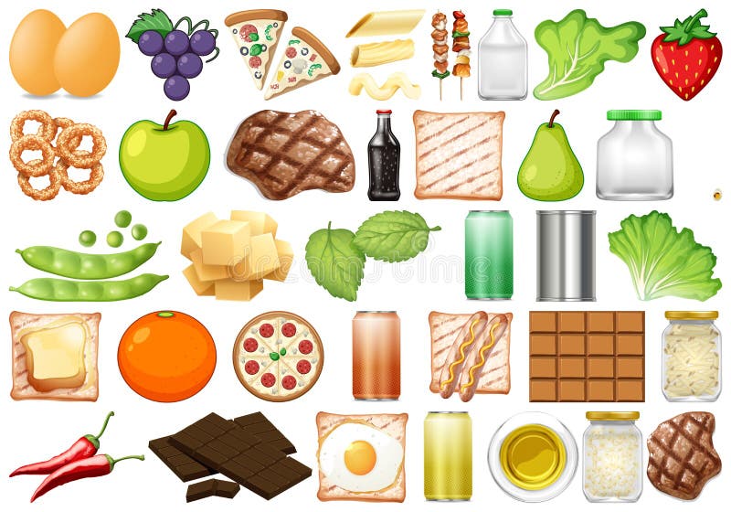 Set of Isolated Objects Theme - Food Stock Vector - Illustration of ...
