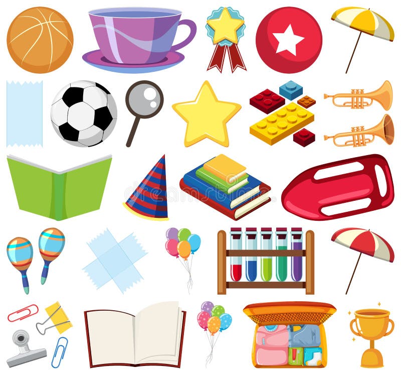 Set of Isolated Objects Theme School Stock Vector - Illustration of ...