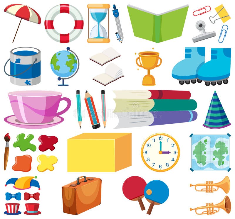 Set of Isolated Objects Theme School Items Stock Vector - Illustration ...