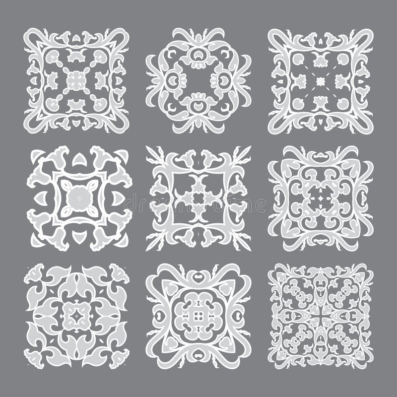Set of Isolated Ornaments of Different Geometric Shapes. Vector ...