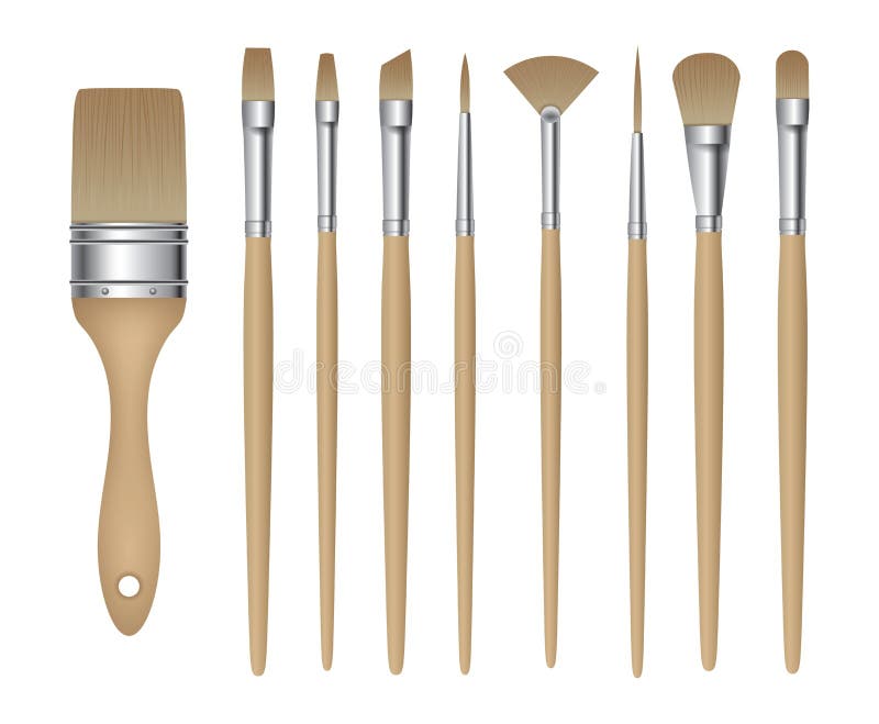 Set of Isolated Painting Brushes Stock Vector - Illustration of ...
