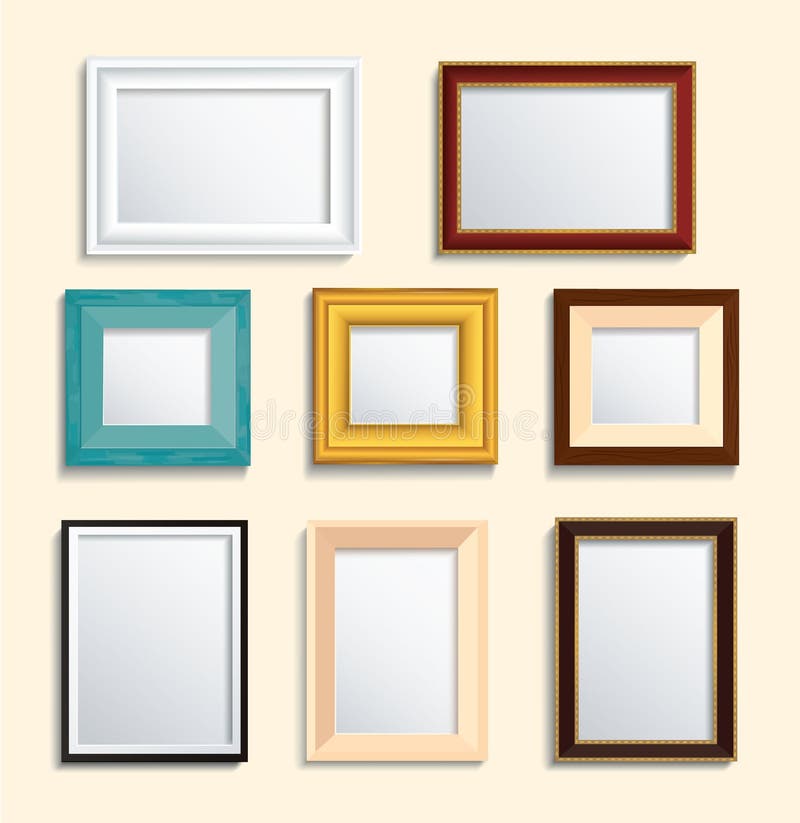 Set of Isolated Picture Frame on Wall Vector Illustration EPS10 Stock ...