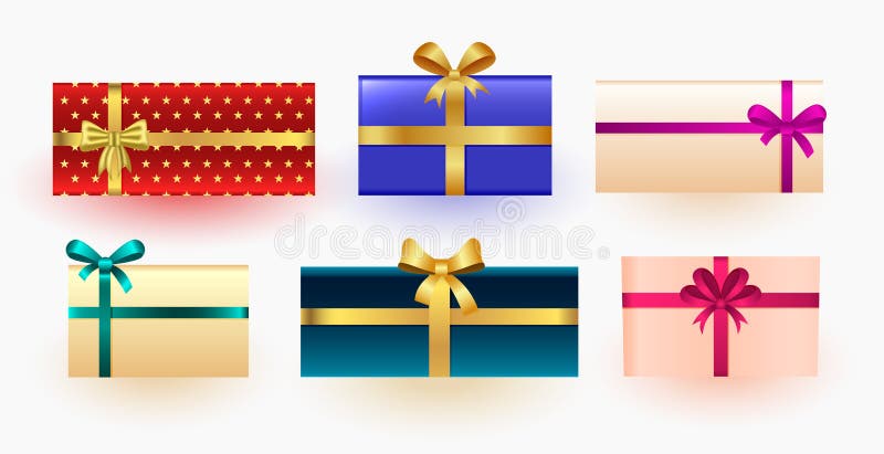 Set of Isolated Present Box Wrapped in Colorful Paper for Christmas ...