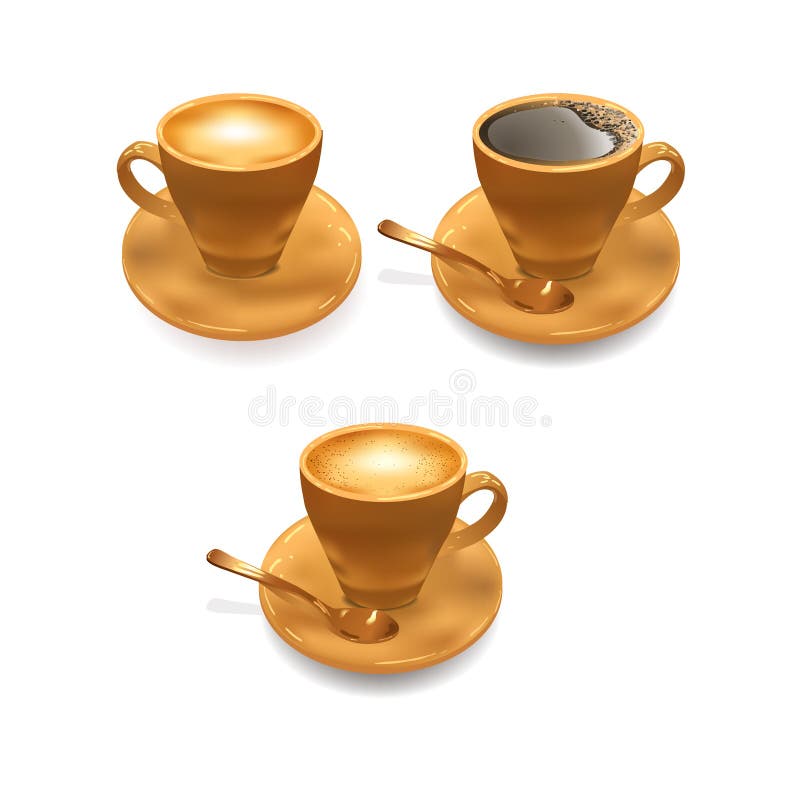 Set of Isolated Realistic Cup of Coffee. Stock Illustration ...