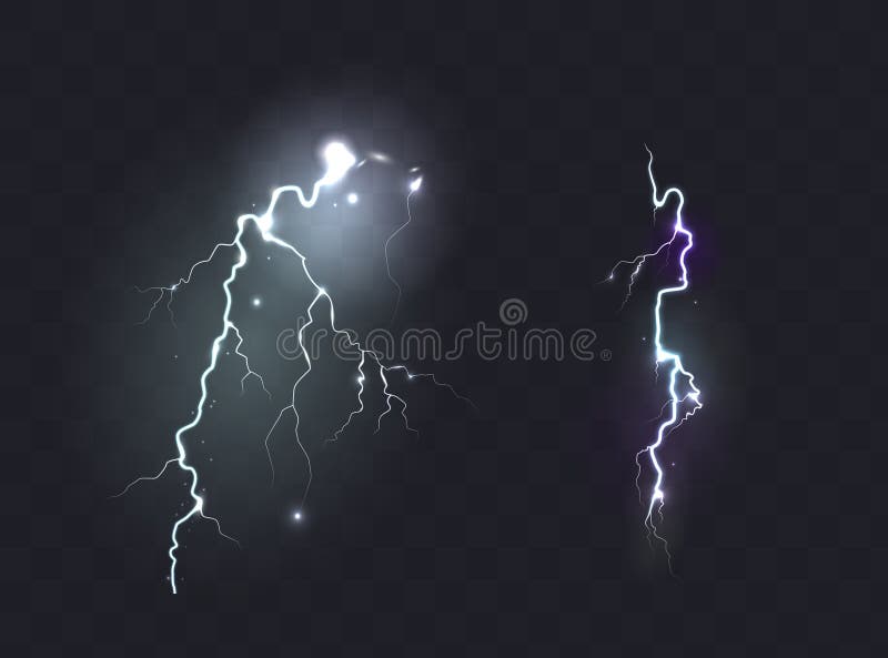 Set of the Isolated Realistic Lightnings with Transparency for Design ...