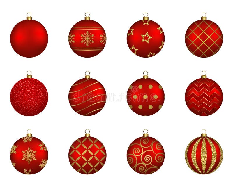Set of Isolated Red and Gold Christmas Balls Stock Vector ...