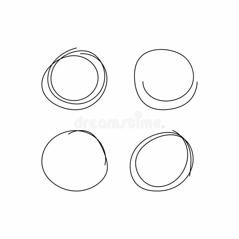 Set of Isolated Round Elements. Drawn by Hand with Thin Lines Stock ...