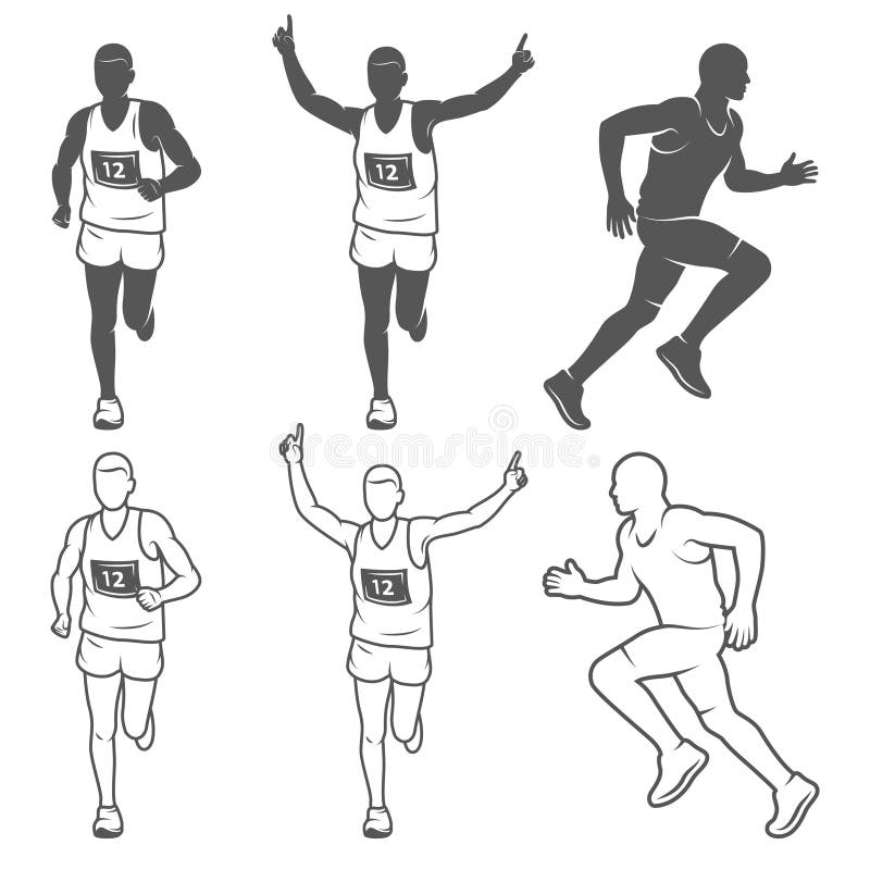 Set of Isolated Running Man. Stock Vector - Illustration of runner ...