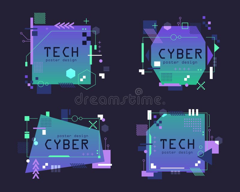Set of Isolated Technology Banner or Vector Tech Stock Vector ...