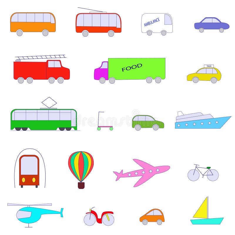 Set of Isolated Vector Color Icons of Modes of Transport Stock Vector ... Set of Isolated Vector Color Icons of Modes of Transport Stock Vector ...