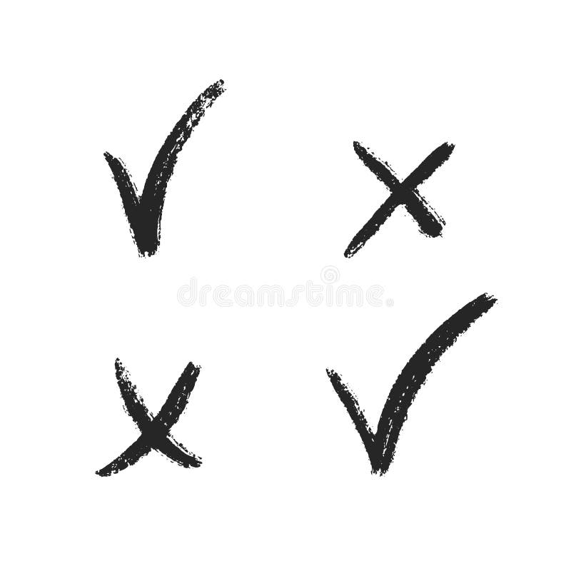 Set with Isolated Vector Cross and Right Sign Stock Vector ...