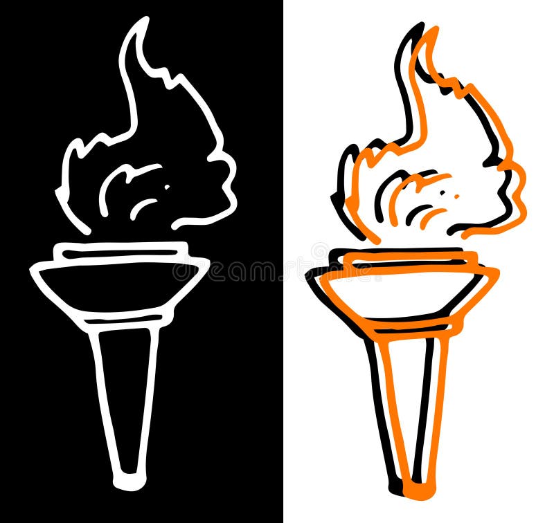 A Set of Isolated Vector Elements Torch White Outline Illustration on a ...