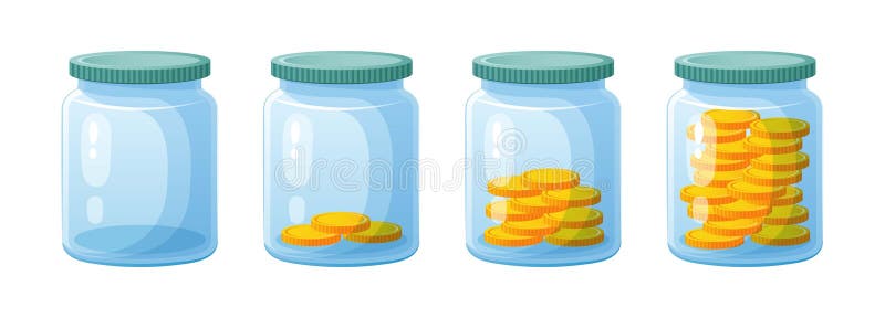 Illustration of Empty Jars and Full of Coins. Stock Vector ...