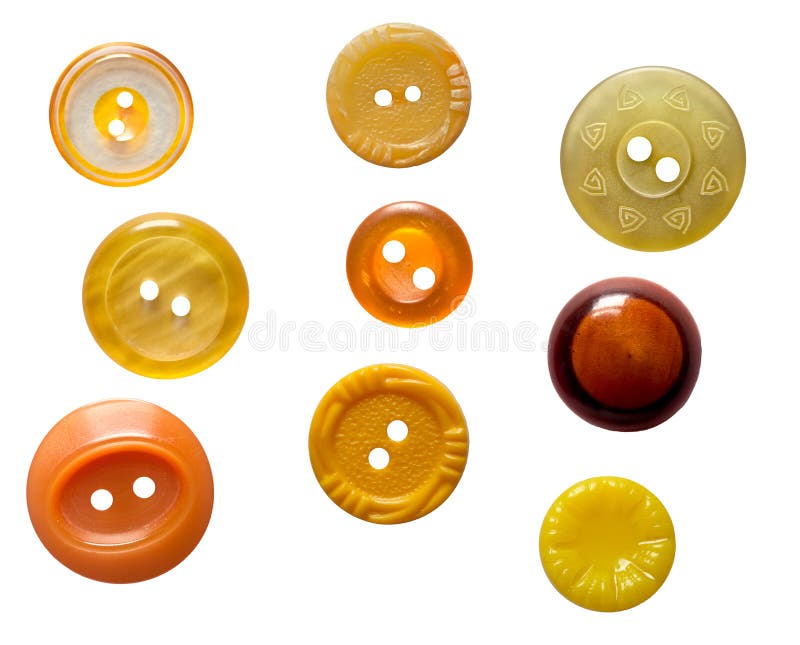 Set of Isolated Yellow Buttons Stock Photo - Image of heap, object ...
