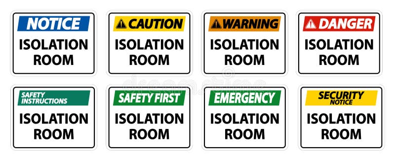 Set Isolation Room Sign Isolate on White Background,Vector Illustration ...